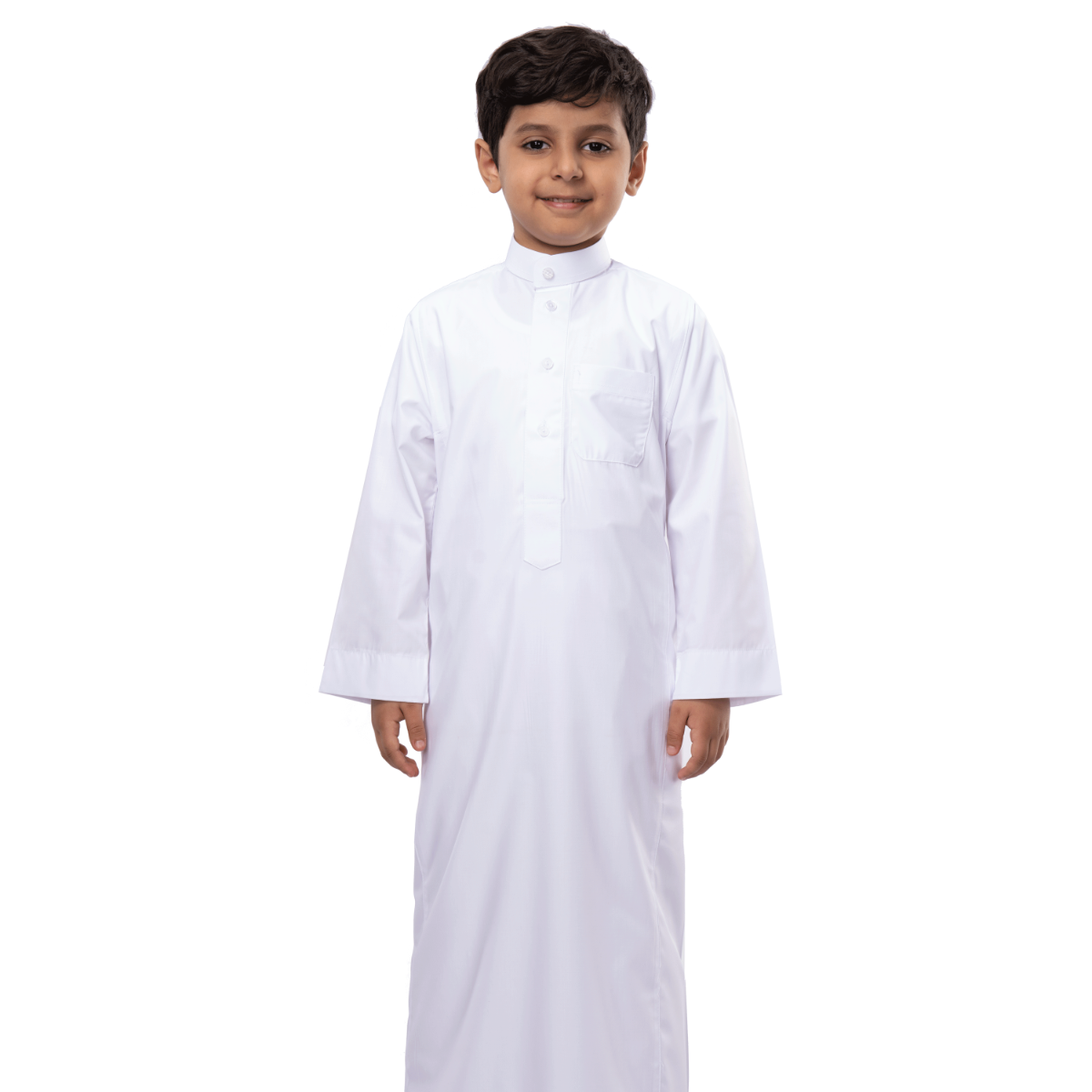 Drosh thobe curve dome two buttons white