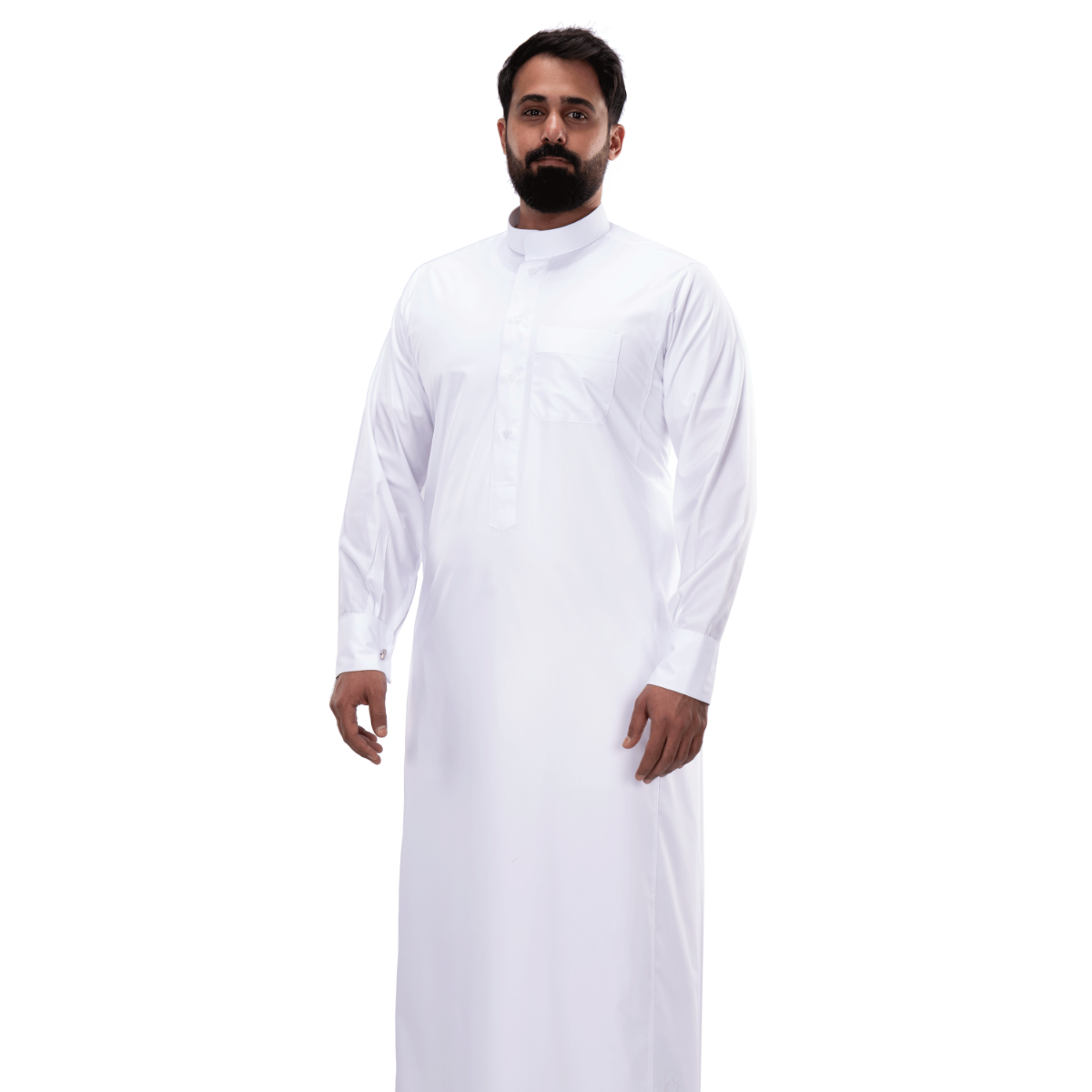 Drosh thobe curve dome two buttons white