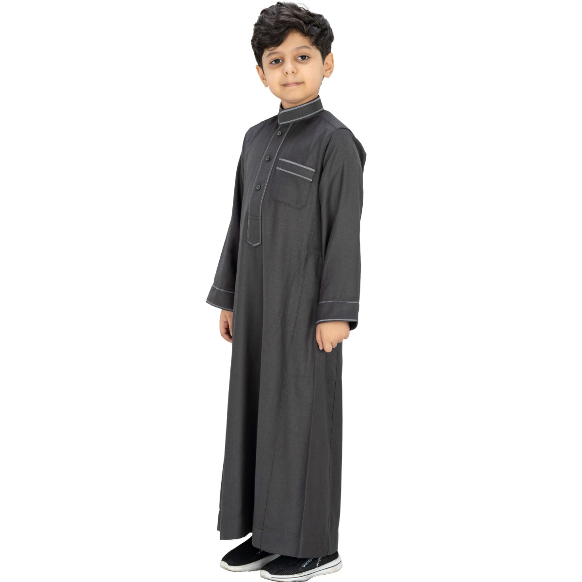 winter formal thob embroidery curved collar plain grey