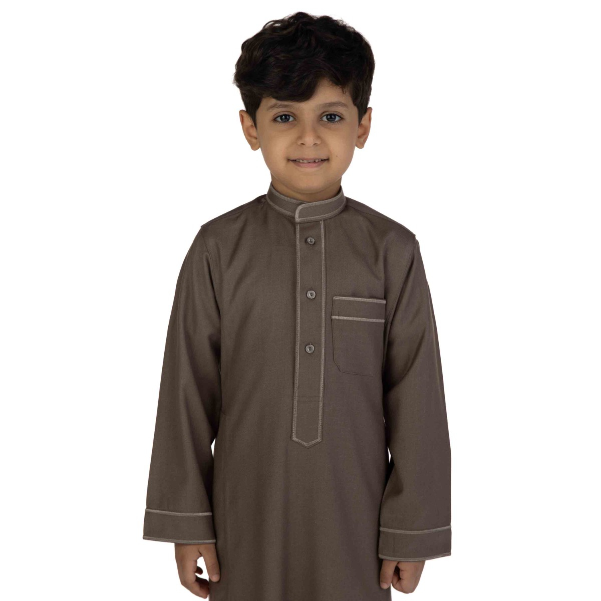 winter formal thob embroidery curved collar plain baige